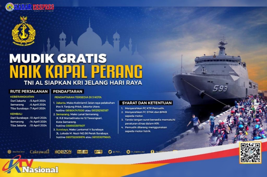 Ayo Mudik Gratis Naik Kapal Perang, TNI AL Siapkan KRI Jelang Hari Raya ...